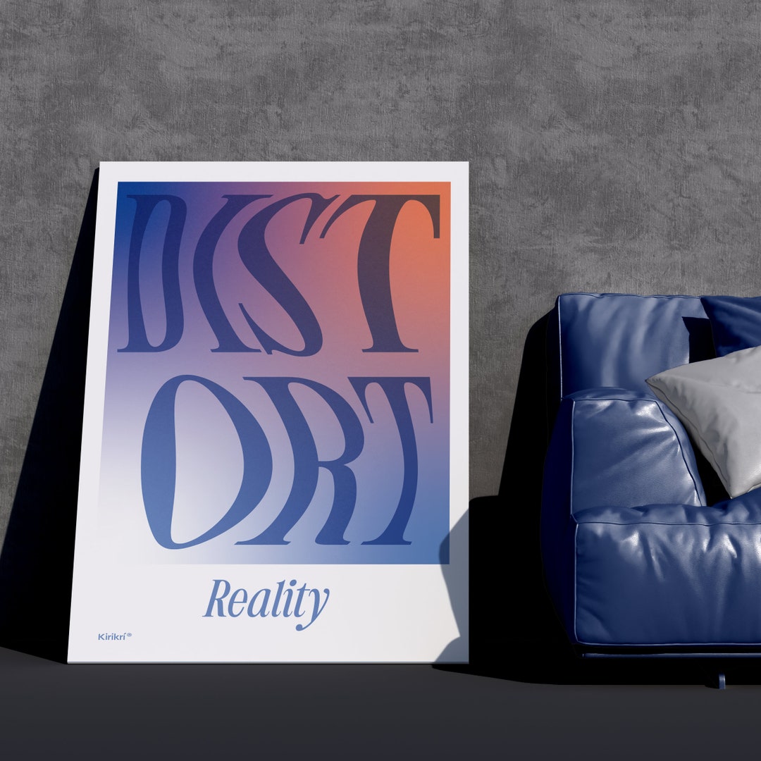 Distorted Typography Poster Gradient Poster Modern Poster Gradient Wall ...