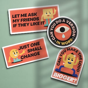 Graphic Designer Client Feedback Stickers Funny Retro Stickers Set of 8 ...