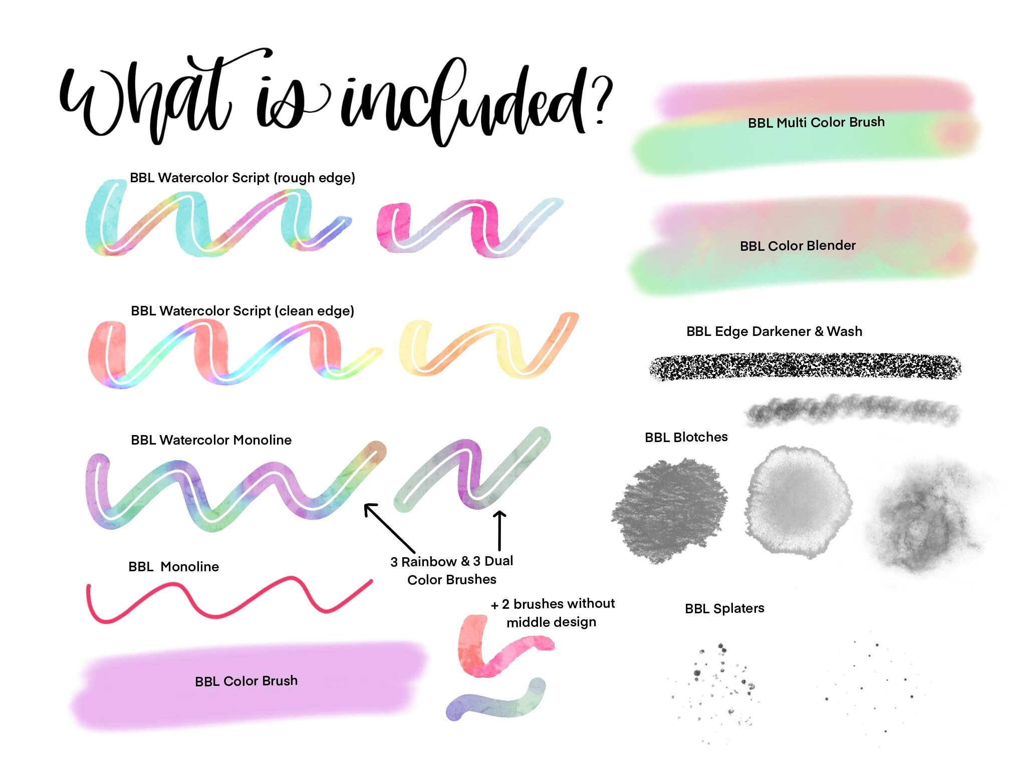 IPad Lettering Collection Procreate Brushes BBL Funky Watercolor ...