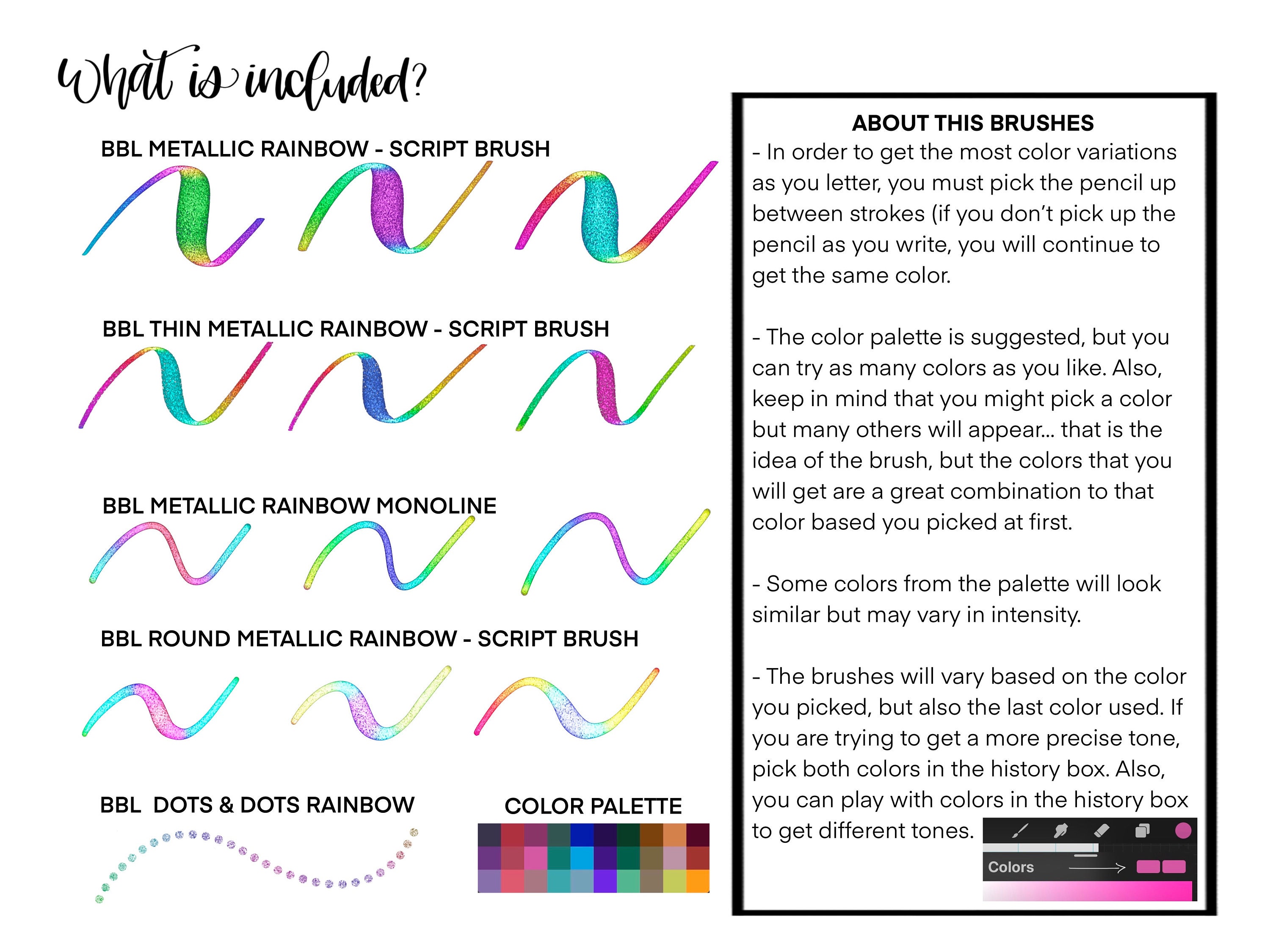 IPad Lettering Collection Procreate Brush BBL Metallic Rainbowlettering ...