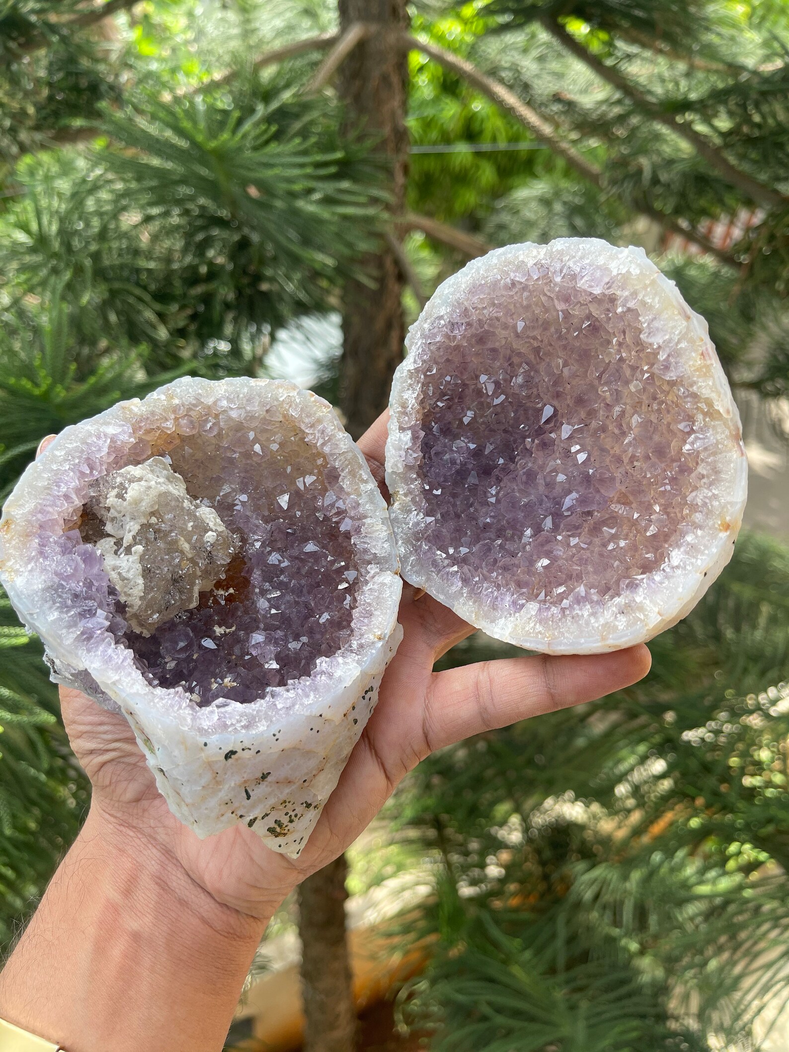 Amethyst Geodes Inside Calcite Crystal Natural Specimen - Etsy