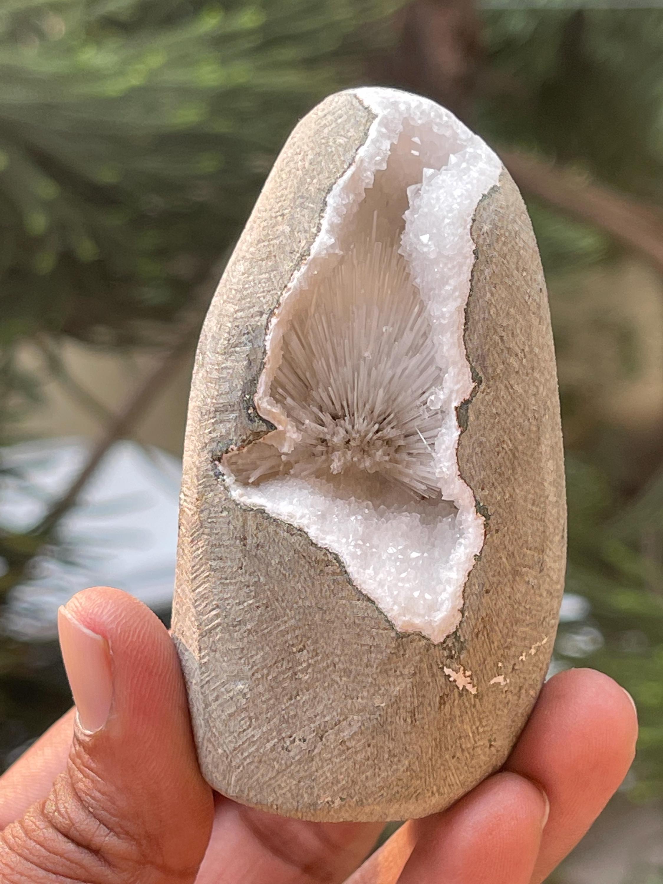 Scolecite Flower Inside Geode - Etsy