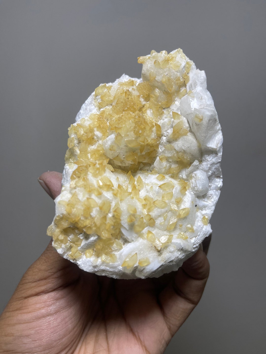Rare Find ..! Golden Calcite Crystal on White Apophyllite - Etsy