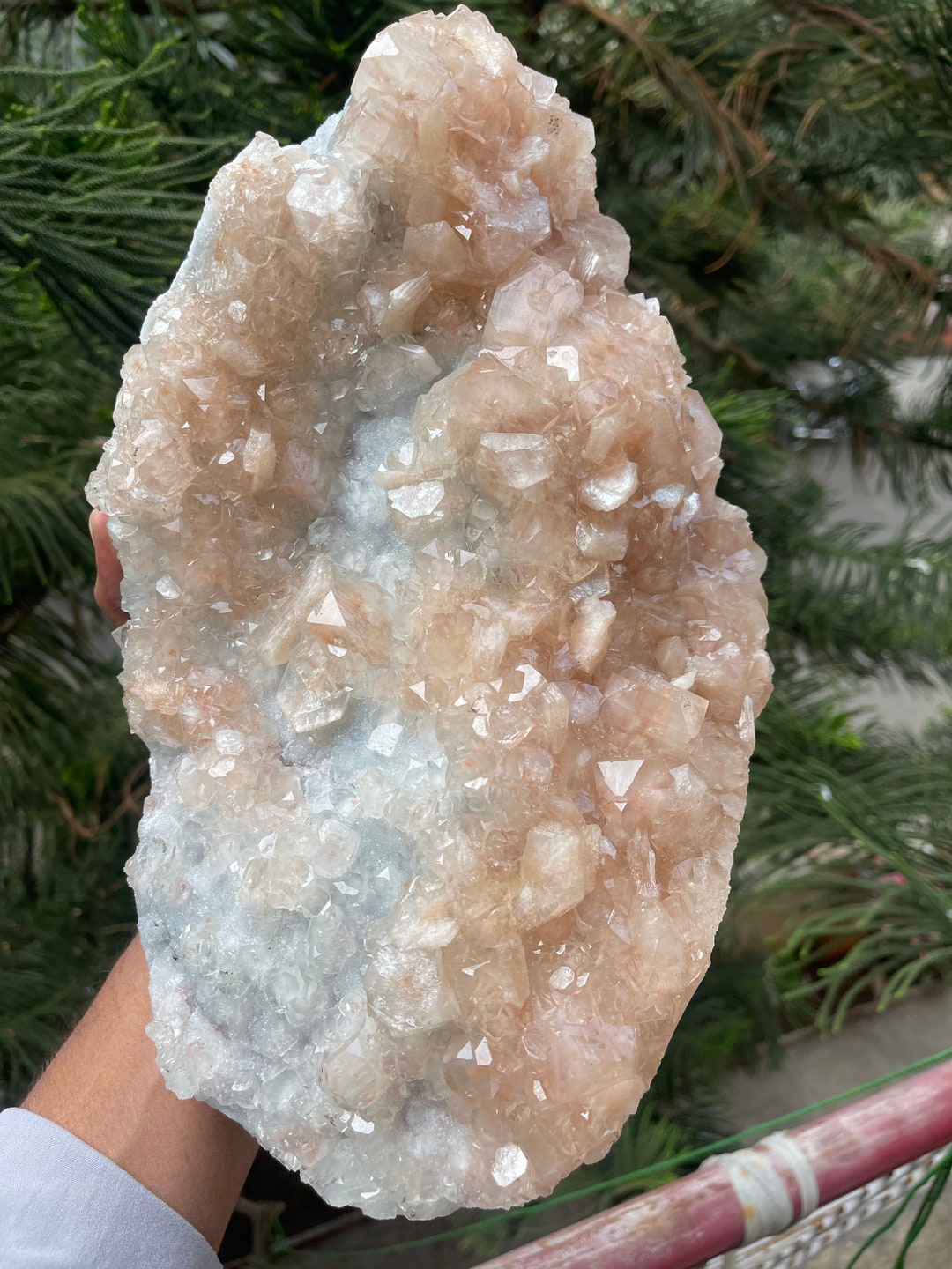 Pink Apophyllite With Stilbite on Chalcedony Base #pink - Etsy