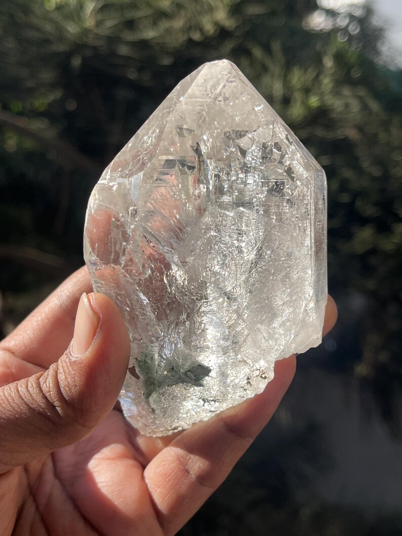 Himalayan Clear Cathedral Quartz Crystal With Green Chloride - Etsy