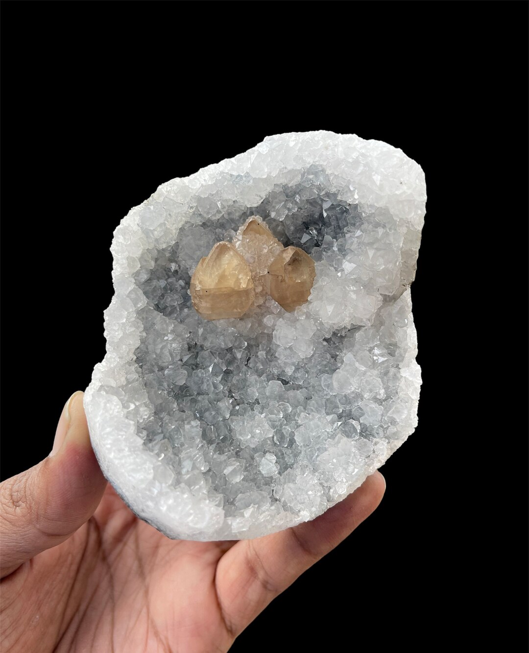 Golden 3 Calcite Formation on Blue Chalcedony Base - Etsy