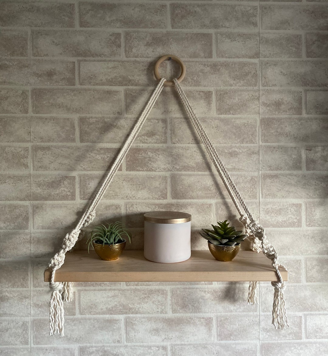 Macrame Wooden Shelf // Macrame Wall Decor // Macrame Hanging Shelf ...