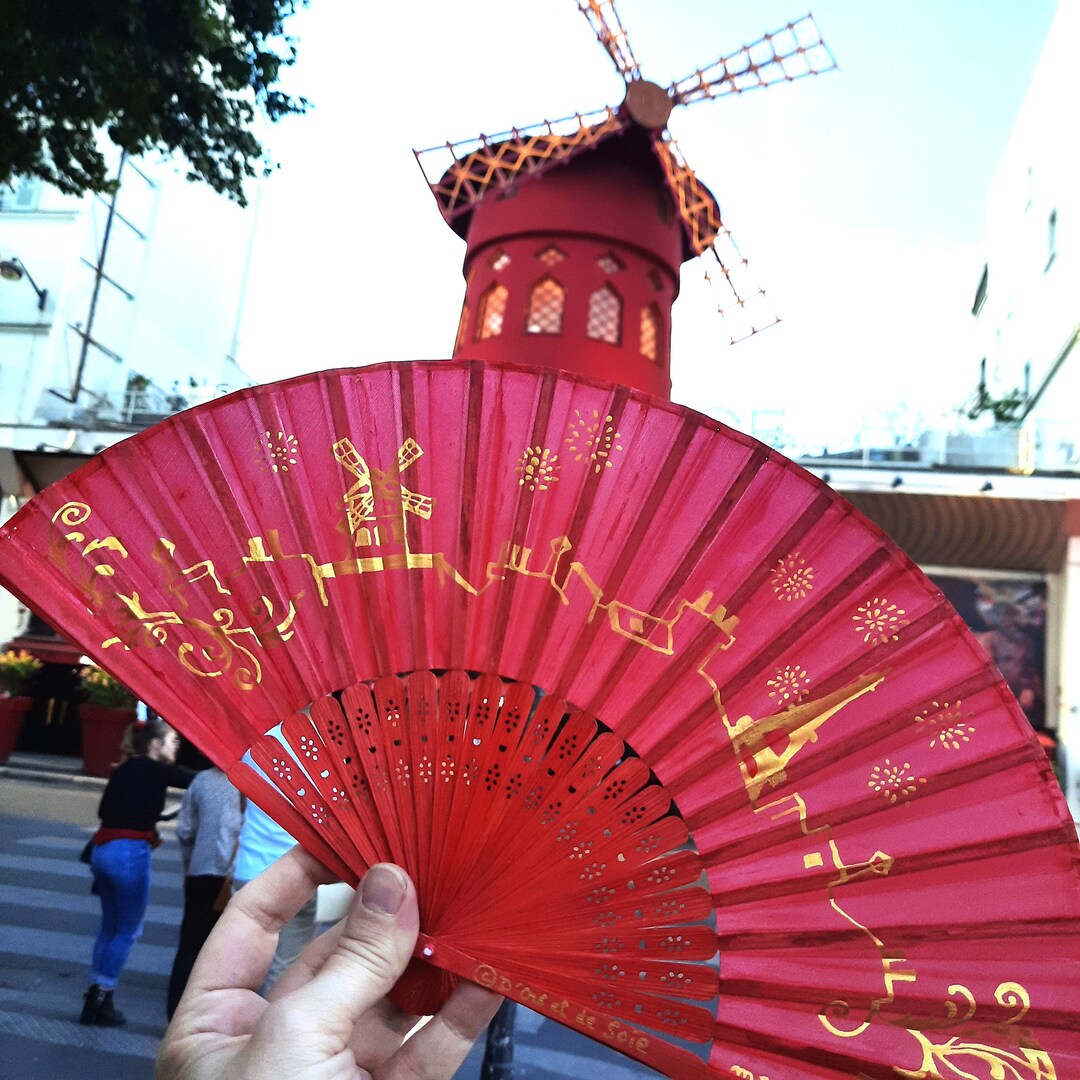 Fan Paris is a Party, Red and Gold, Hand Painted, Personalized, Made in ...