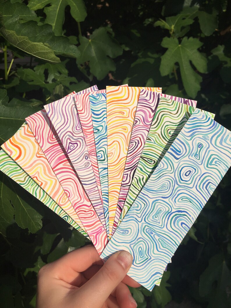 Bookmark/funky/watercolor/fun/colorful/book/reading/cute - Etsy