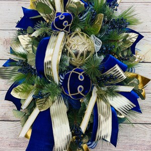 Christmas Wreath, Blue Winter Wreath, Ornament Wreath, Christmas ...