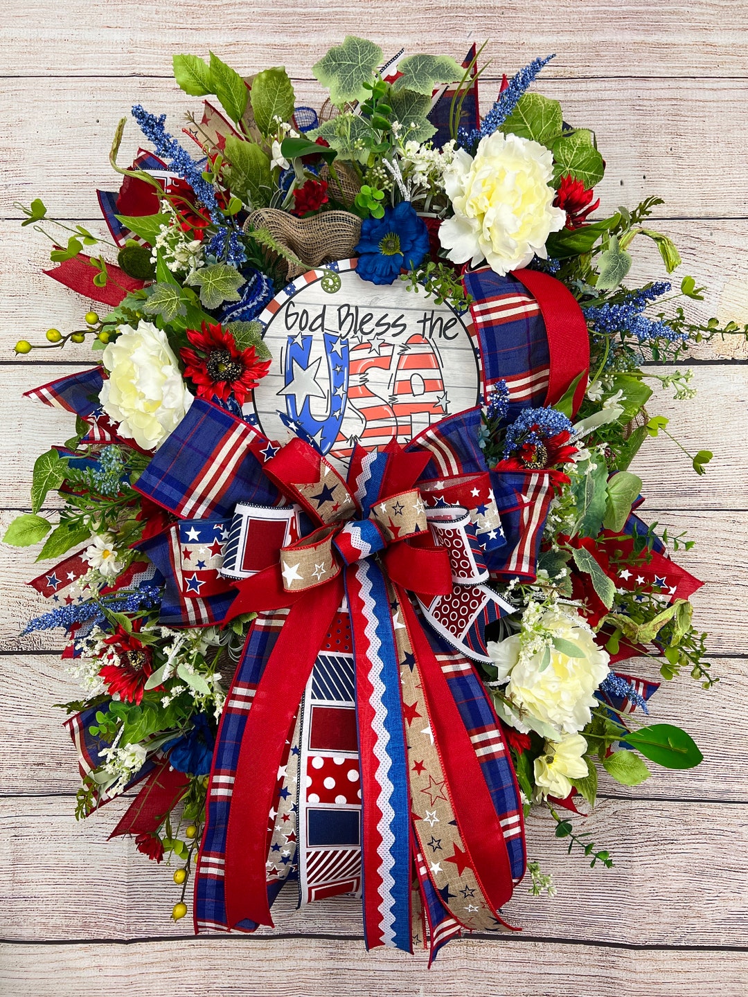 USA Wreath, Patriotic Wreath, Memorial Day Wreath, Fourth of July ...