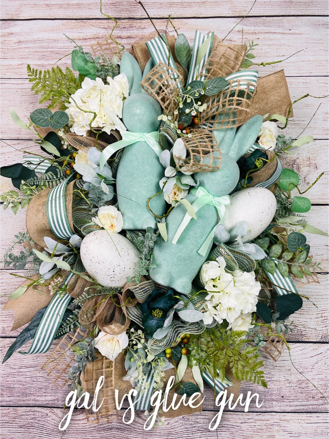 Bunny Wreath Easter Decoration Everyday Wreath Farmhouse - Etsy