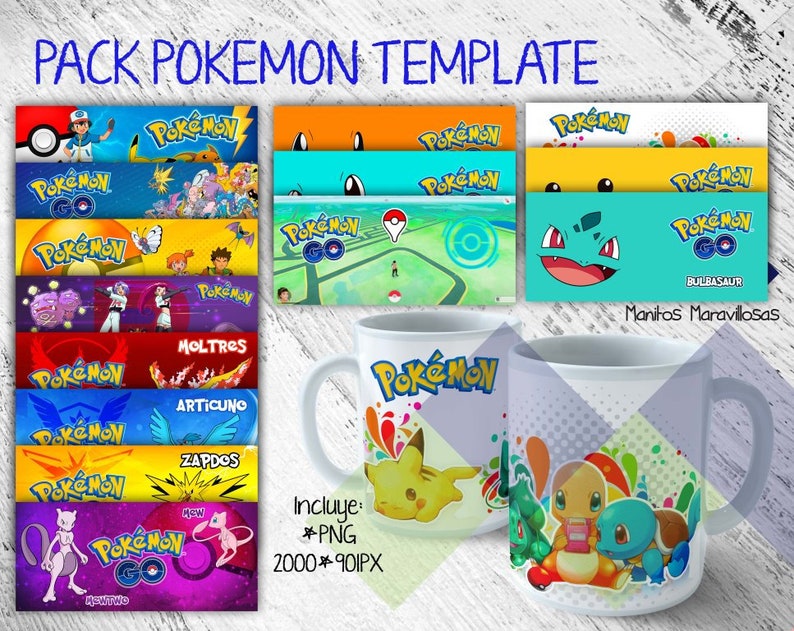15 Pack modèle Mug Pokemon. Package de modèles. Sublimation - Etsy France
