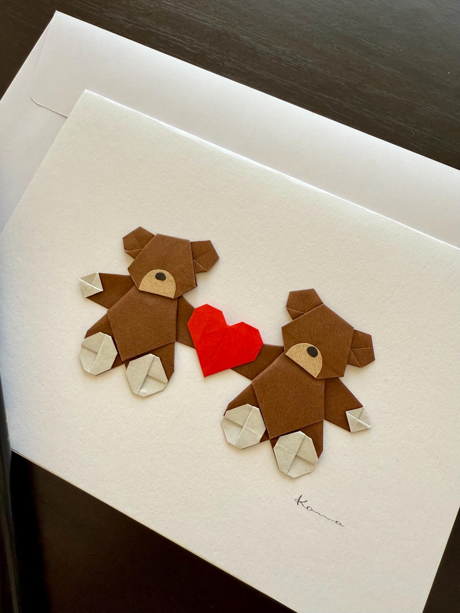 Origami Teddy Bear Cards / Original Art Piece / Handmade Greeting Cards ...