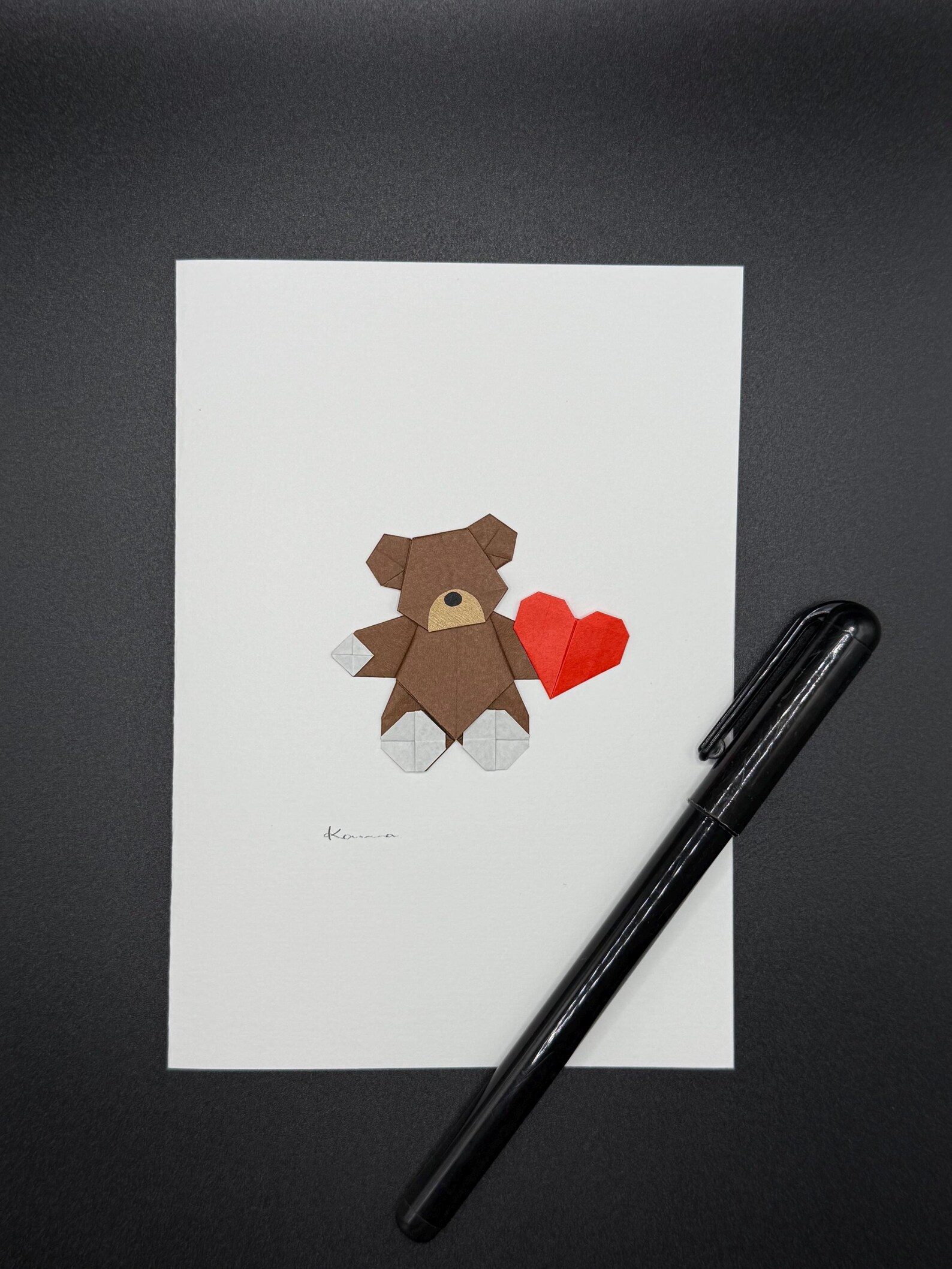 Origami Teddy Bear Cards / Original Art Piece / Handmade Greeting Cards ...