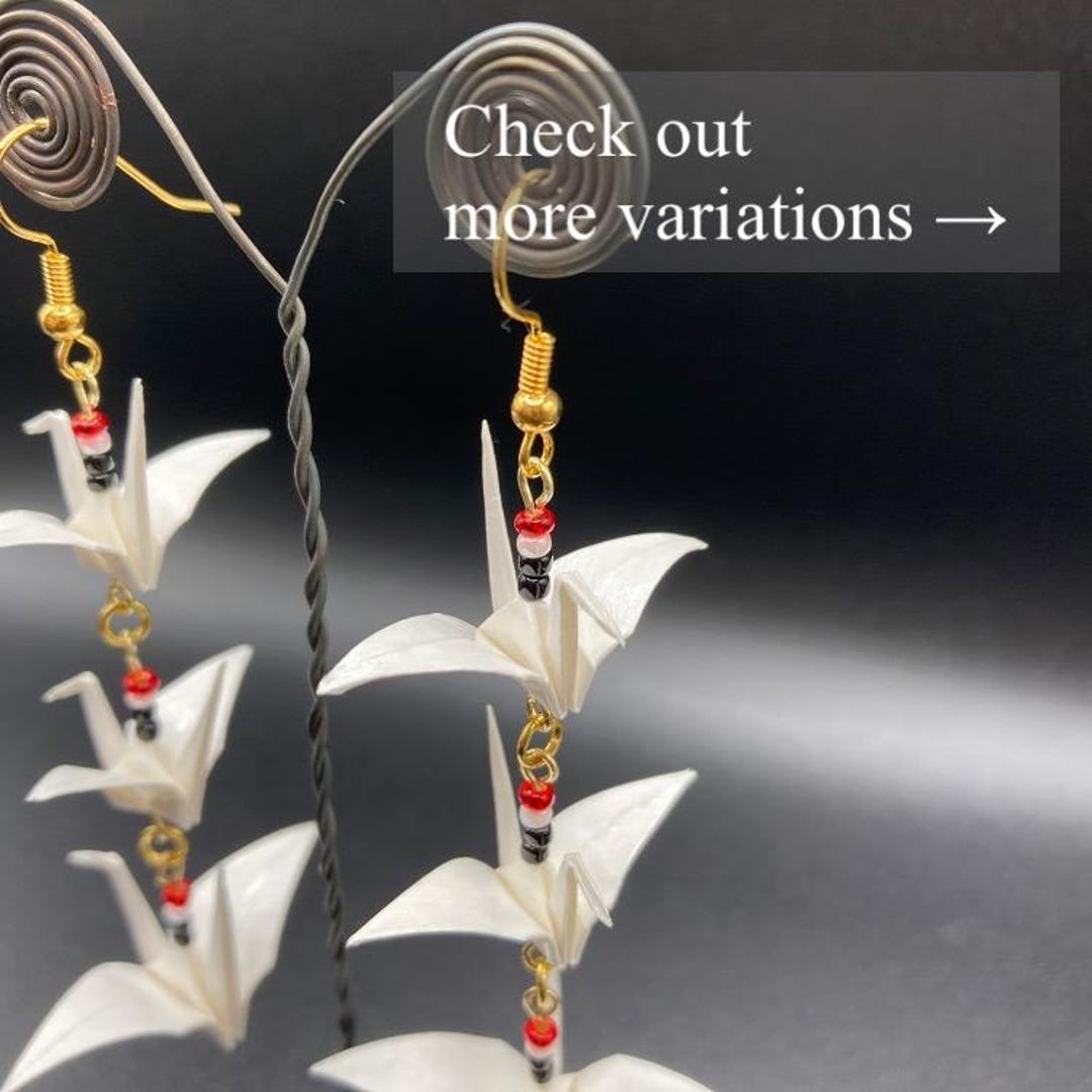 Origami Crane Earrings (triple Cranes) / Handmade Jewellery / Japanese ...