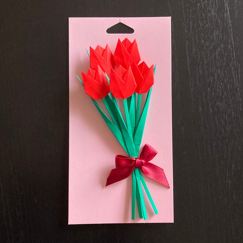 Tulips Greeting Cards / Origami Tulips Bouquet / Flower Card / Origami ...