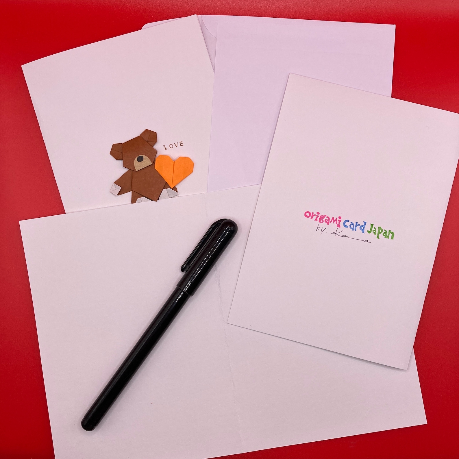 Origami Teddy Bear Cards / Original Art Piece / Handmade Greeting Cards ...
