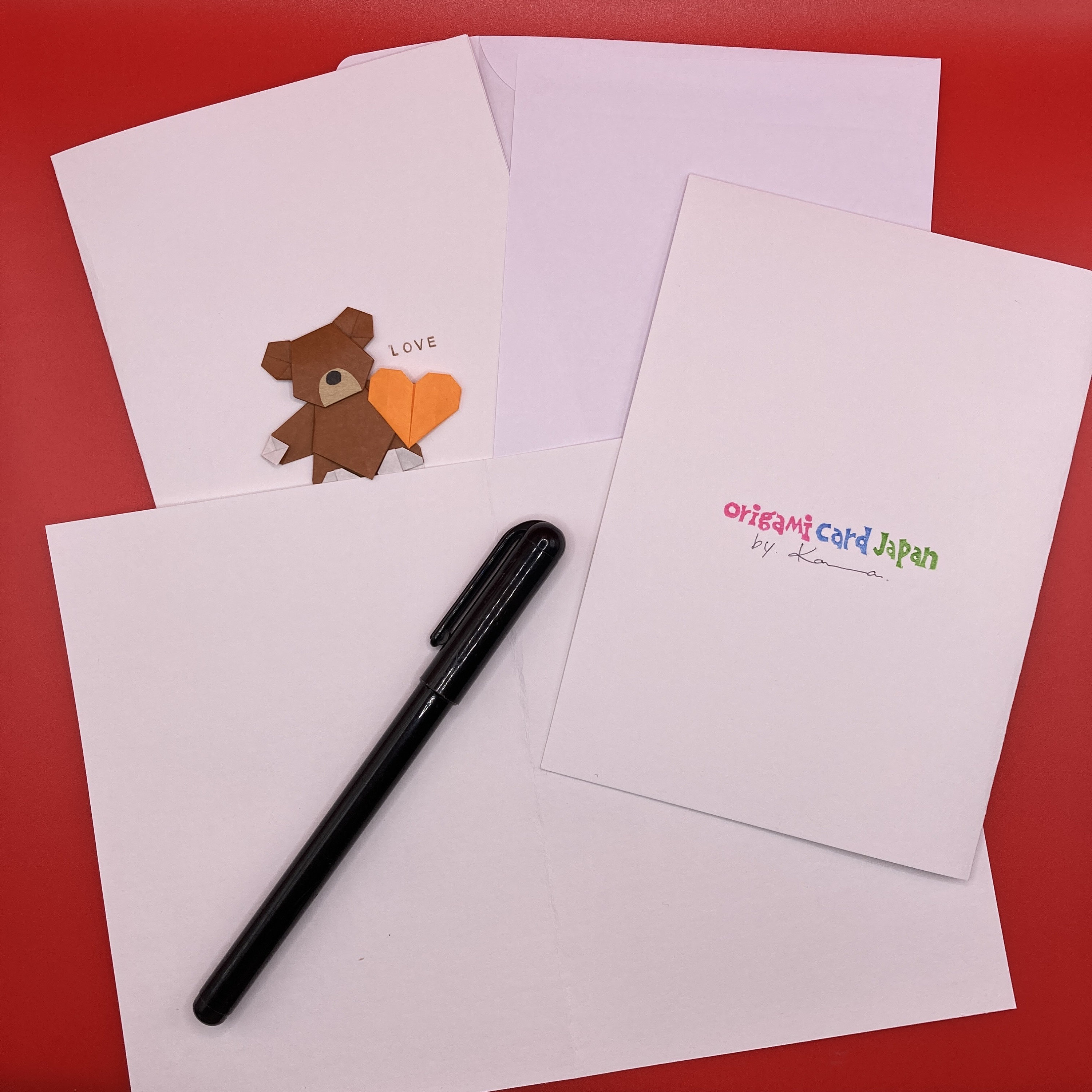 Origami Teddy Bear Cards / Original Art Piece / Handmade Greeting Cards ...