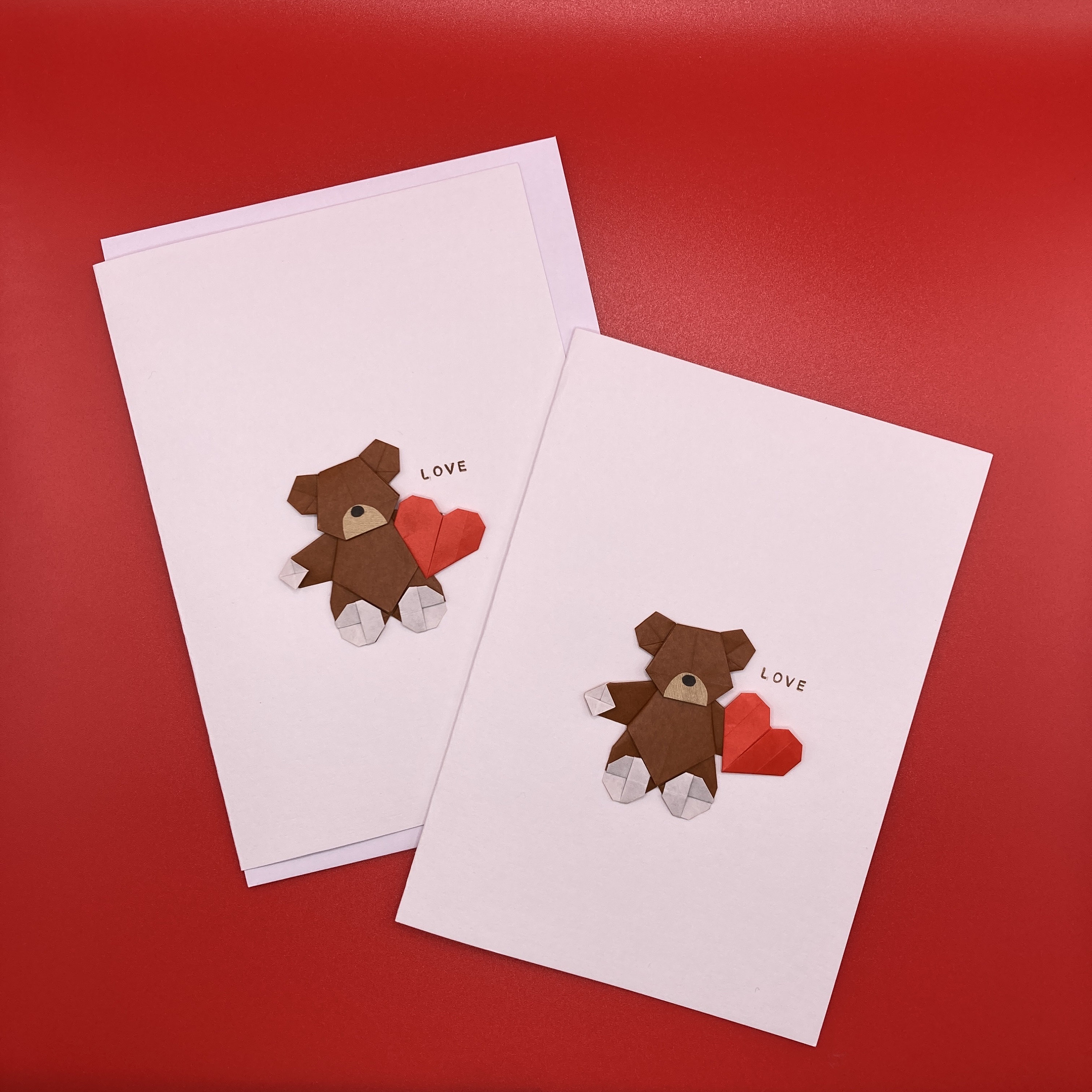 Origami Teddy Bear Cards / Original Art Piece / Handmade Greeting Cards ...
