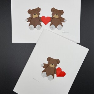 Origami Teddy Bear Cards / Original Art Piece / Handmade Greeting Cards ...