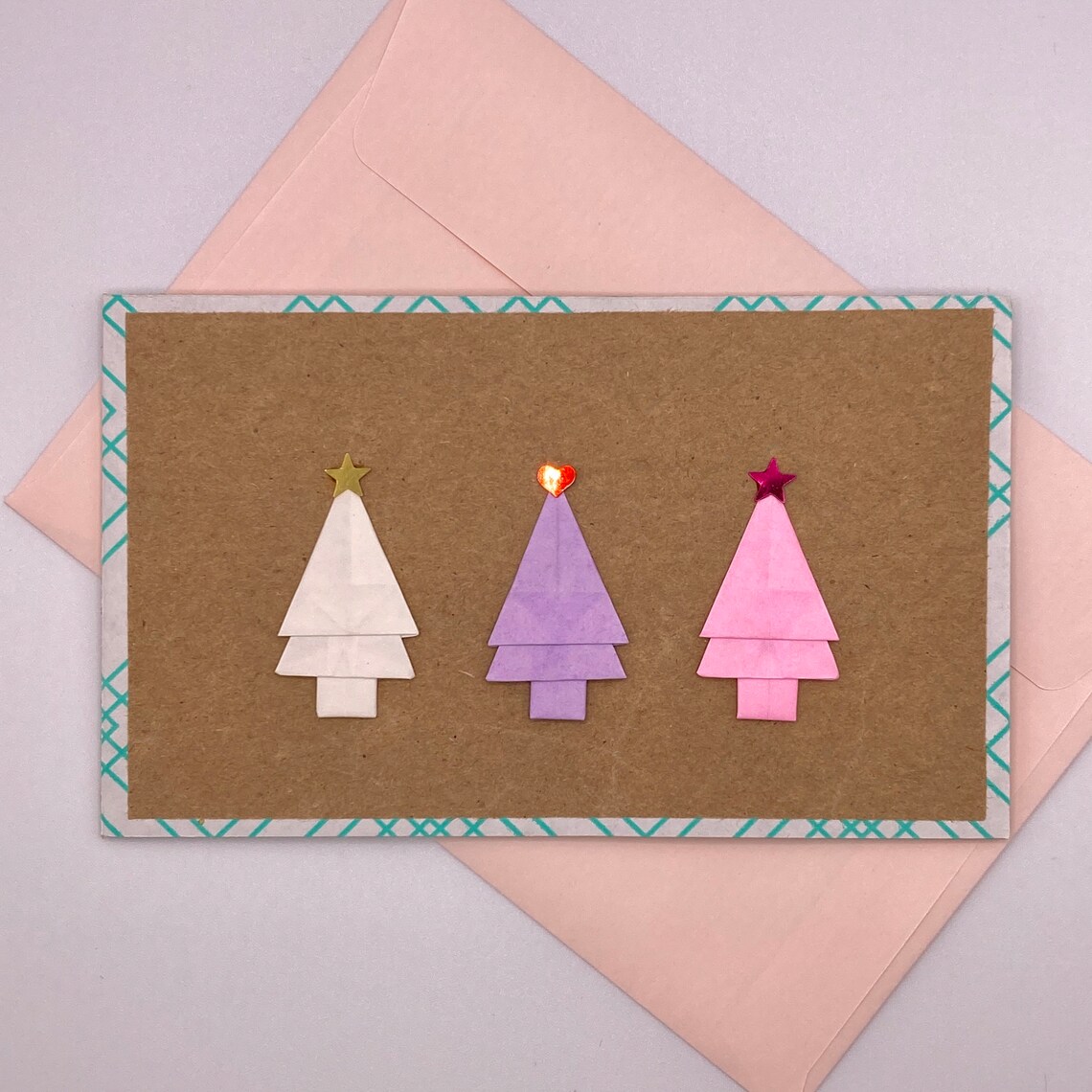 Origami Christmas Tree Card, Handmade Upcycled Holiday Greeting Cards ...
