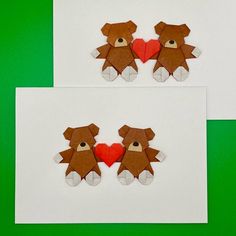 Origami Teddy Bear Cards / Original Art Piece / Handmade Greeting Cards ...