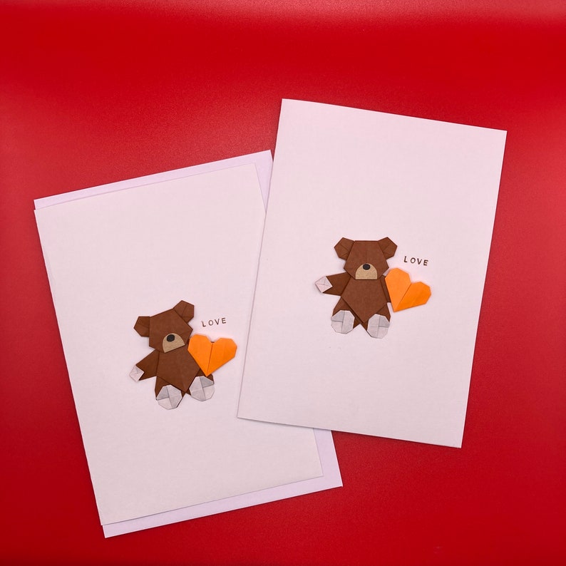 Origami Teddy Bear Cards / Original Art Piece / Handmade Greeting Cards ...