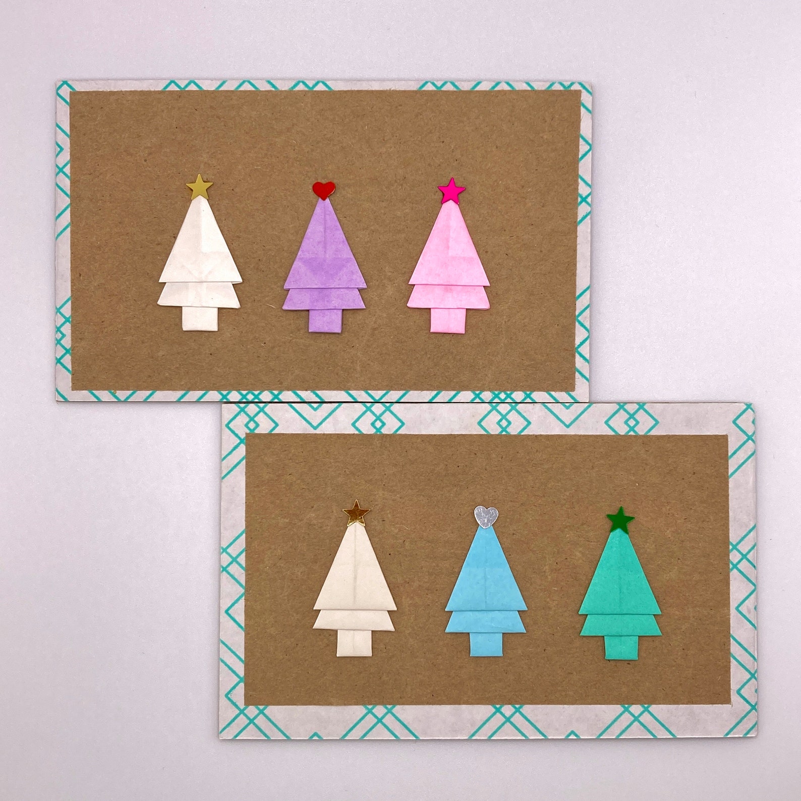 Origami Christmas Tree Card, Handmade Upcycled Holiday Greeting Cards ...