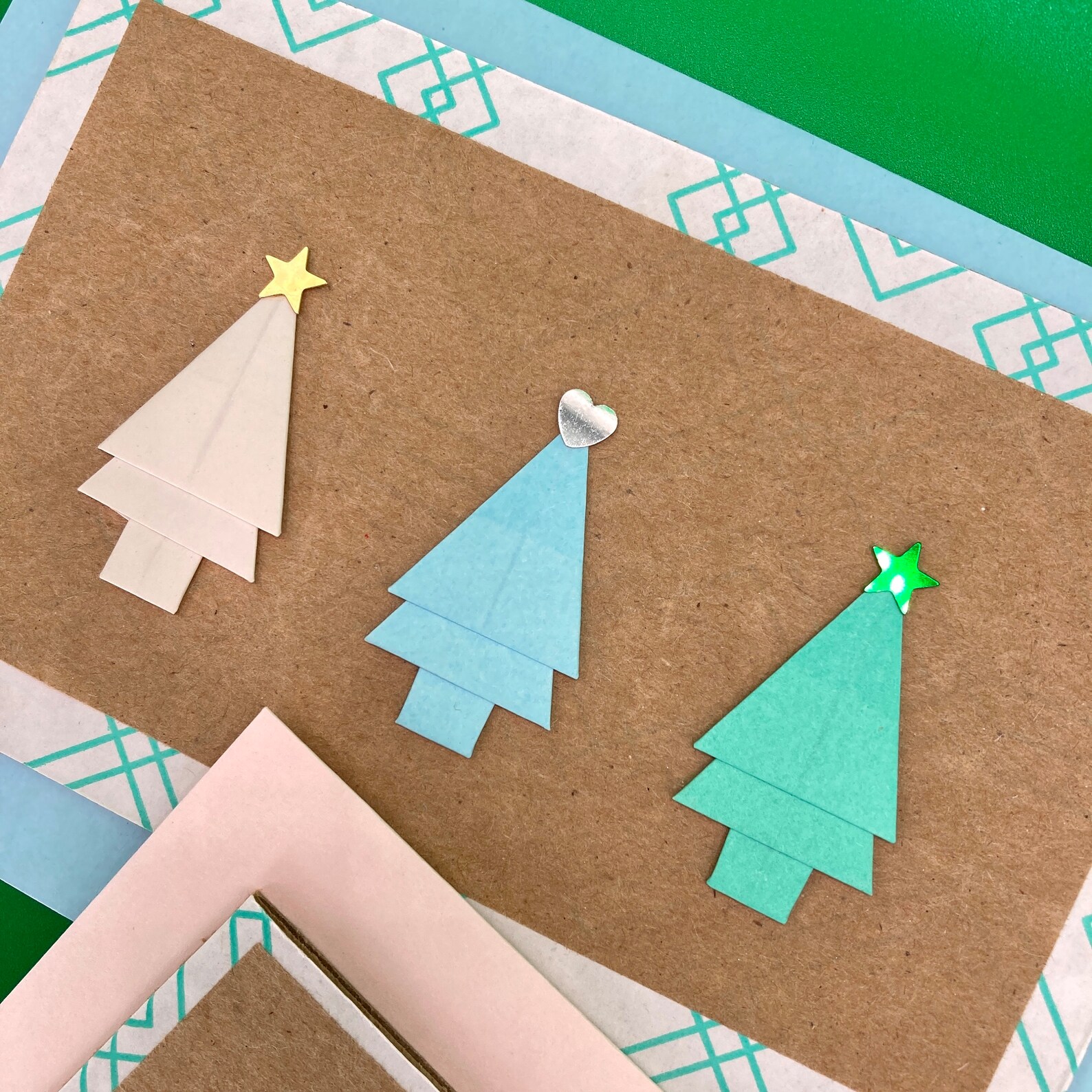 Origami Christmas Tree Card, Handmade Upcycled Holiday Greeting Cards ...