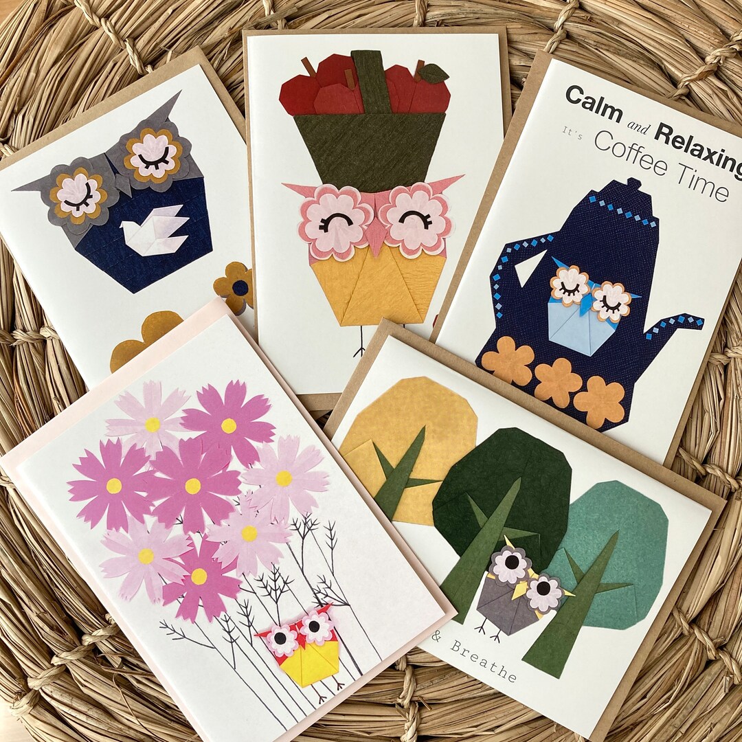 Origami Greeting Cards (set of 5) **special Price**/ Printed Card ...