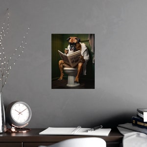 Boxer, Reading Newspaper, Toilet, Dogs, Bathroom, Cute, Funny, Wall ...