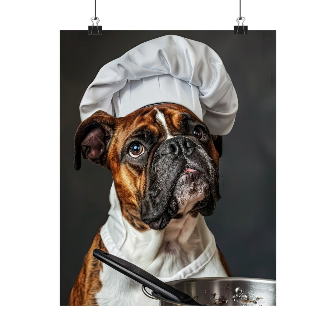 Boxer Dog, Chef, Cooking, Kitchen, Funny, Cute, Wall Poster, Wall Decor ...