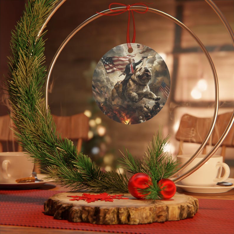 Donald Trump, English Bulldog, Dogs, President, Christmas Tree Ornament ...