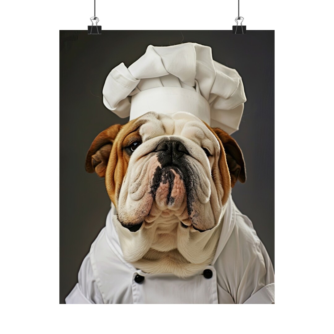 English Bulldog, Chef, Cooking, Kitchen, Funny, Cute, Wall Poster, Wall ...