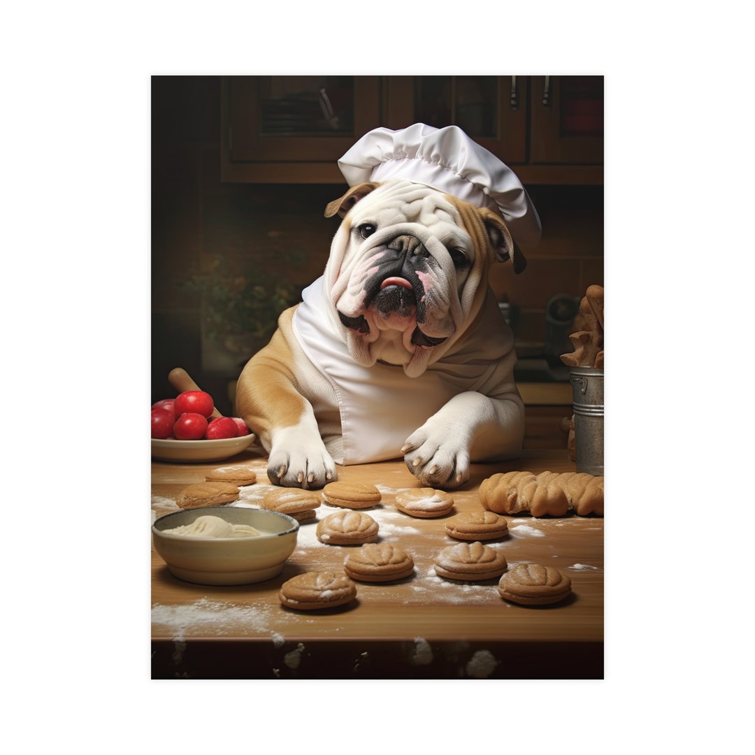 English Bulldog, Baker, Bakery, Baking, Funny, Cute, Wall Poster, Wall ...