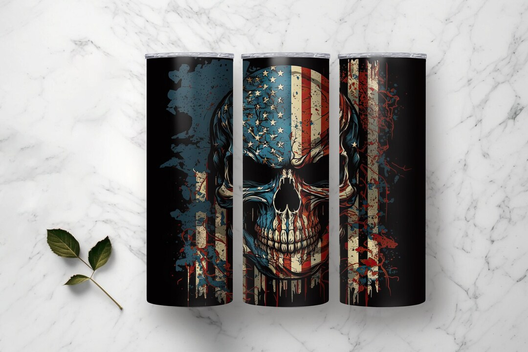 1776 Skull USA American Patriot Art Tumbler Wrap 20 Oz - Etsy