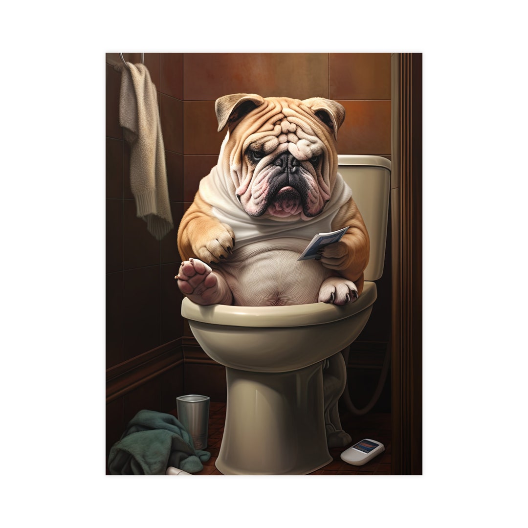 Angry English Bulldog, Reading, Toilet, Dogs, Bathroom, Cute, Funny ...