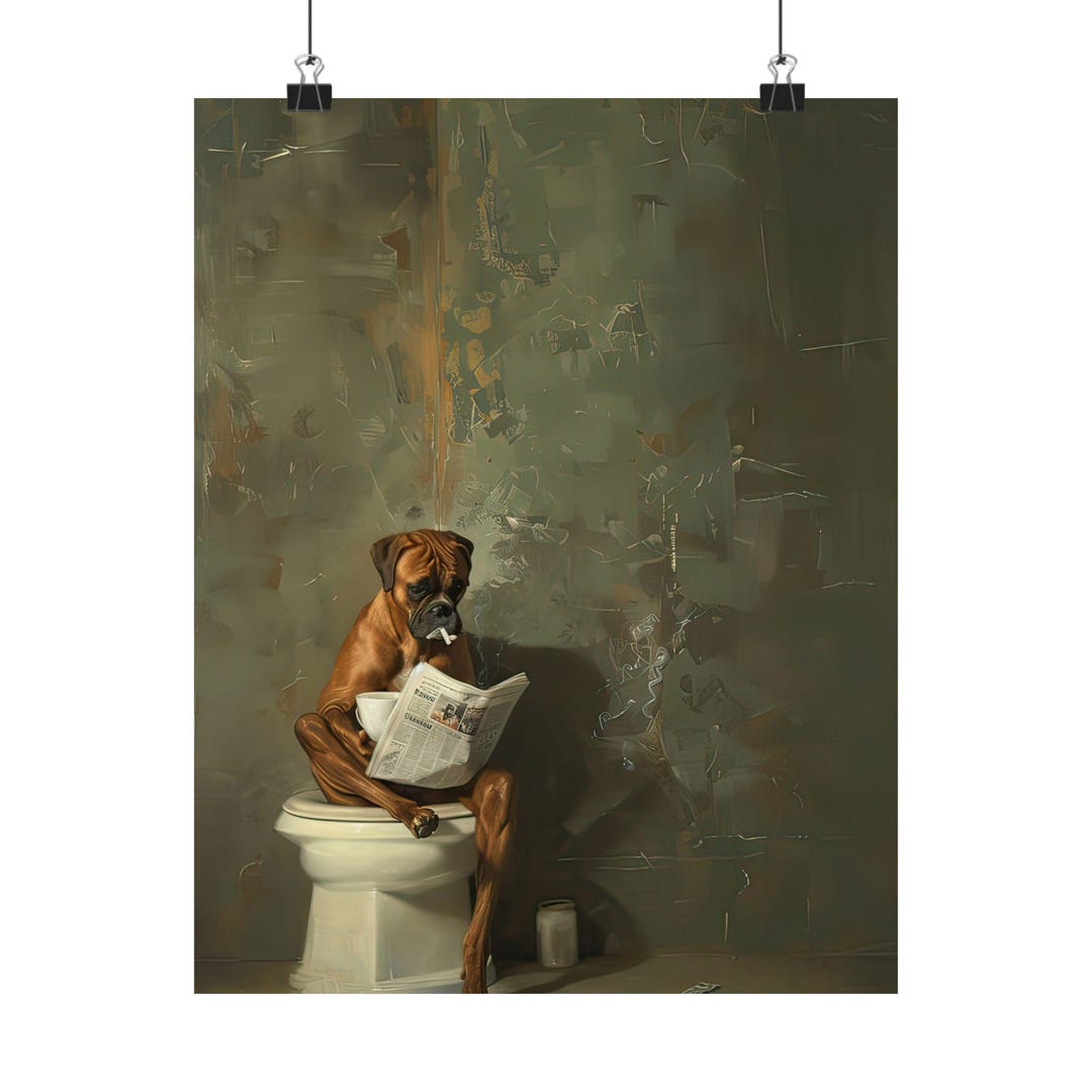Boxer Dog, Drinking Coffee, Smoking, Reading, Bathroom, Toilet, Reading ...