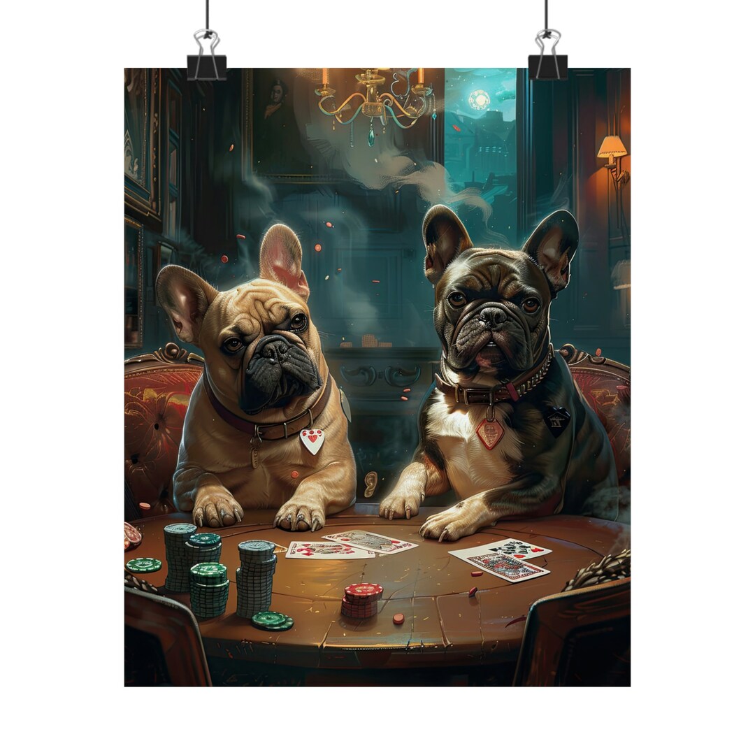 Pugs, Dogs Playing Poker, Funny, Cute, Wall Poster, Wall Decor, Gift ...