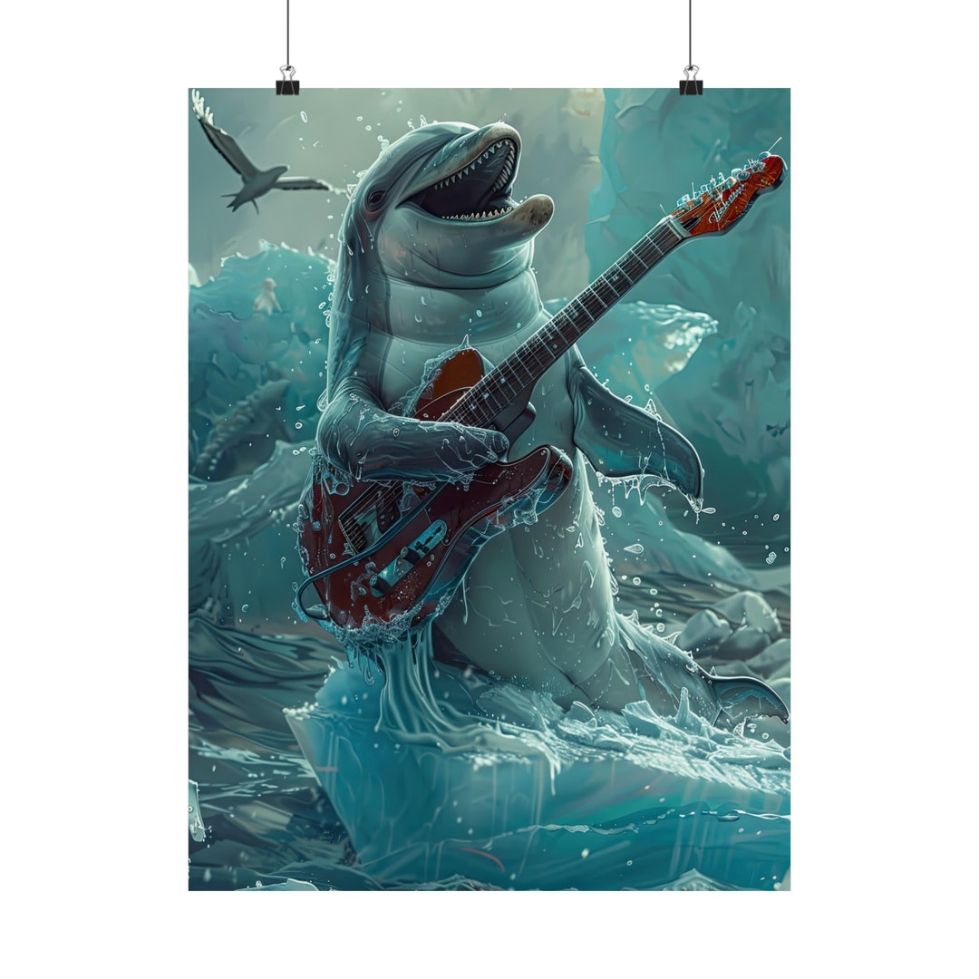 Dolphin, Playing Guitar, Nature, Animals, Funny, Cute, Wall Poster ...