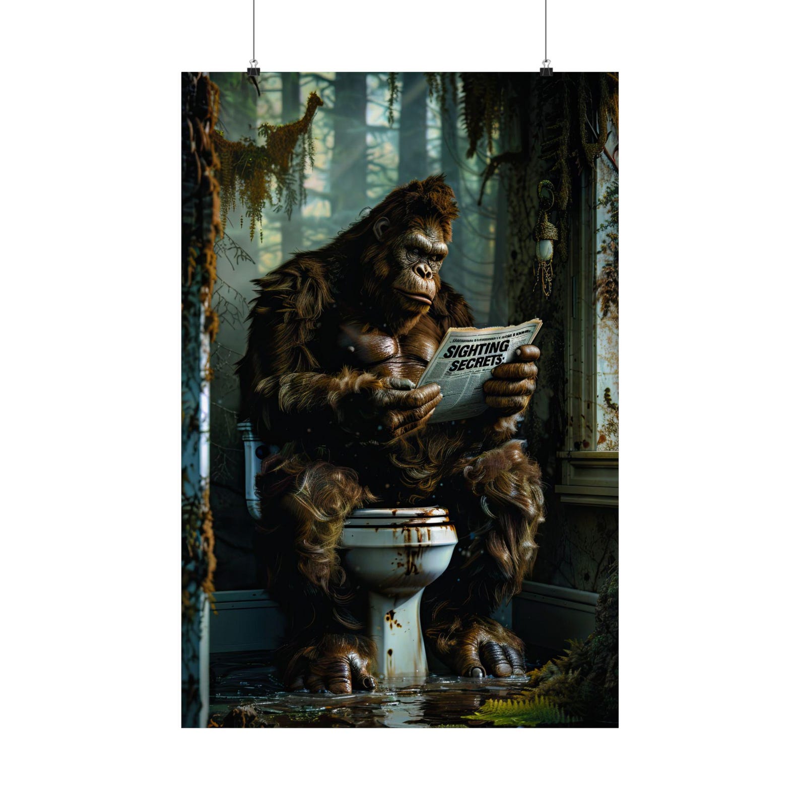 Bigfoot, Sighting Secrets, Newspaper, Bathroom, Toilet, Reading, Funny ...