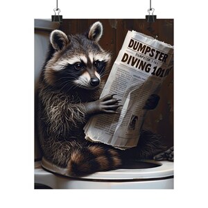 Raccoon, Dumpster Diving, Trash, Reading Newspaper on Toilet, Funny ...