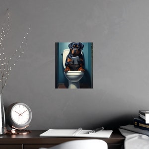 Rottweiler, Reading on Toilet, Funny, Cute, Wall Poster, Wall Decor ...