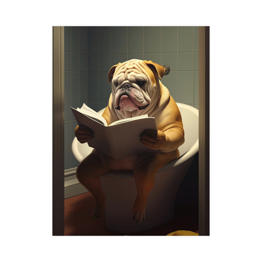 English Bulldog Reading, Cute, Funny, Wall Poster, Wall Decor, Gift ...