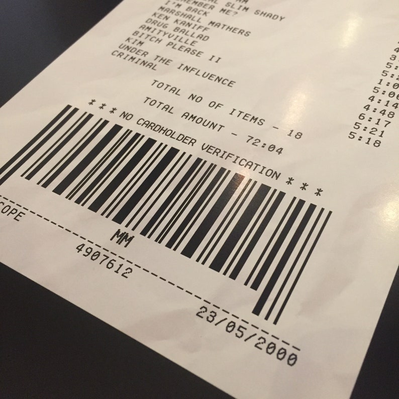 Rock N Roll Receipt A3 Poster Print Inspired by Eminem 'the Marshall ...