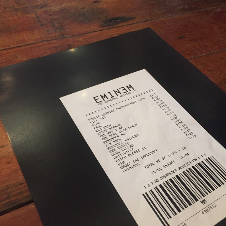 Rock N Roll Receipt A3 Poster Print Inspired by Eminem 'the Marshall ...