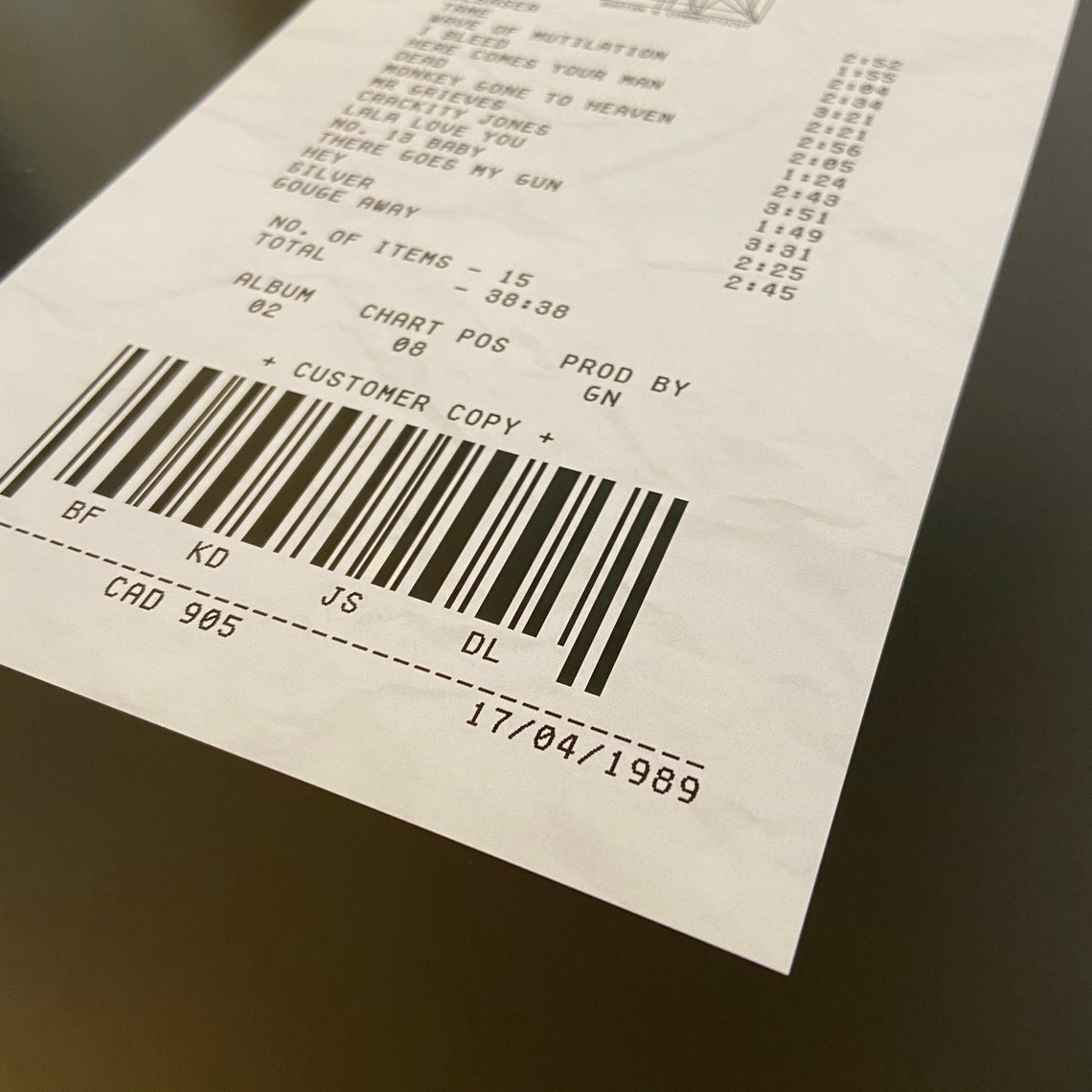 Rock N Roll Receipt A3 Poster Print Inspired by Pixies' - Etsy