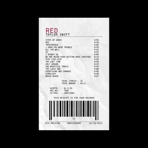 Taylor Swift 'red' Rock N Roll Receipt A3 Poster Print - Etsy UK