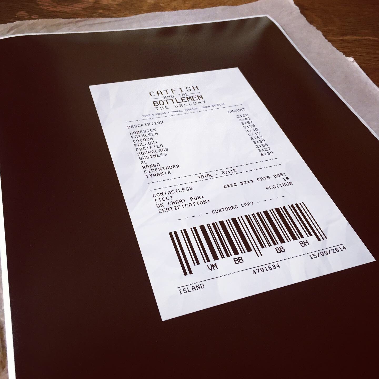 Rock N Roll Receipt A3 Poster Print Inspired by Catfish & the Bottlemen ...